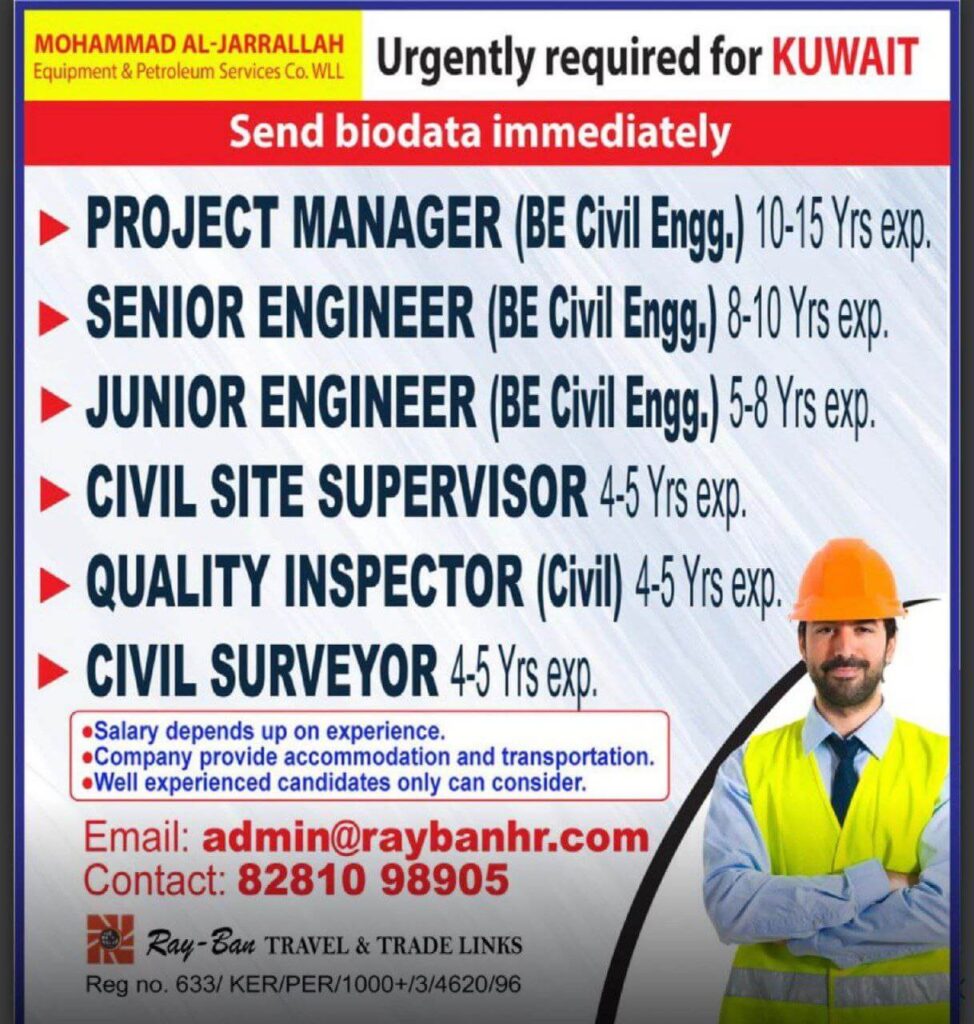 Job Vacancy In Kuwait - Fresh Naukari