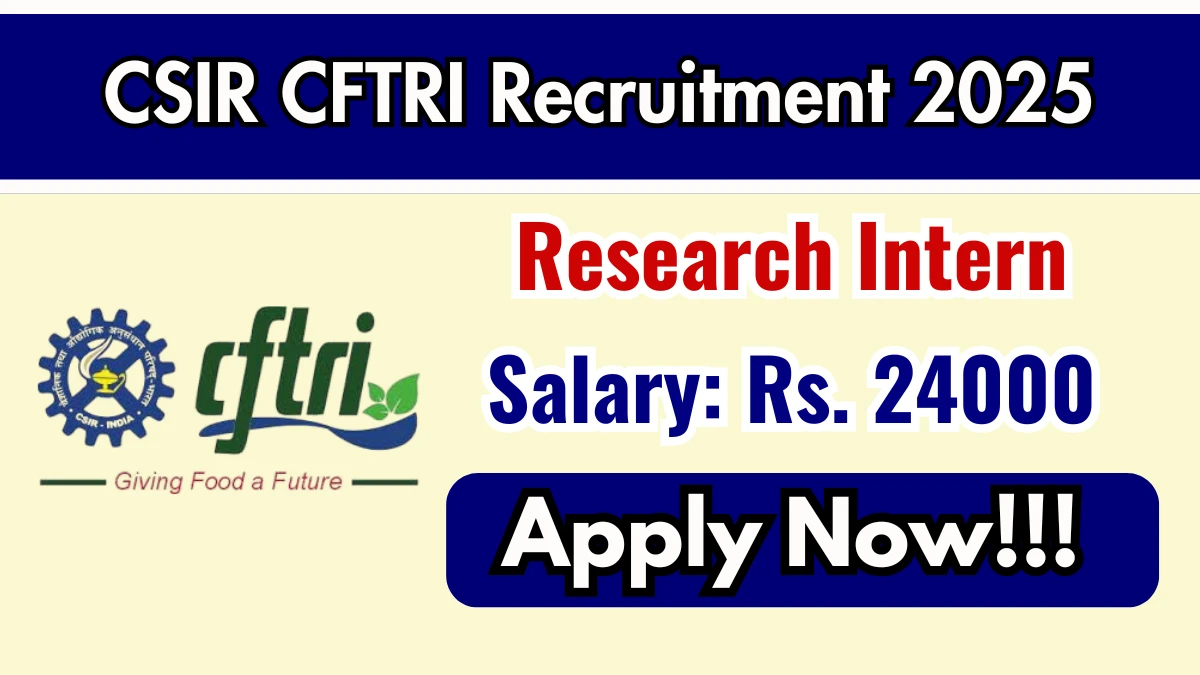 CSIR CFTRI Research Intern Recruitment 2025 - Fresh Naukari